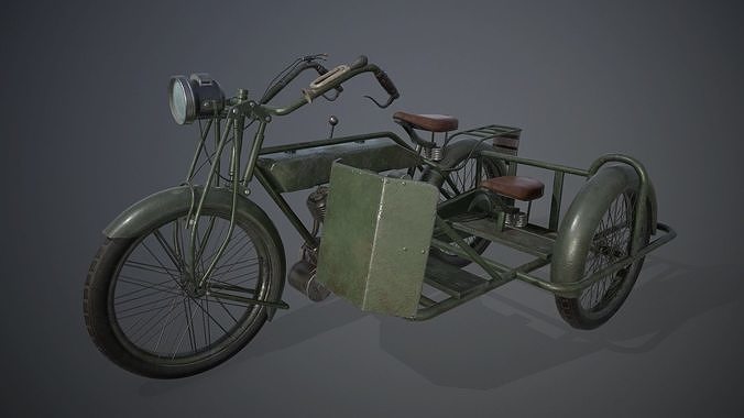 3D model British Matchless 1917 WW1 motorcycle PBR game-ready VR / AR ...
