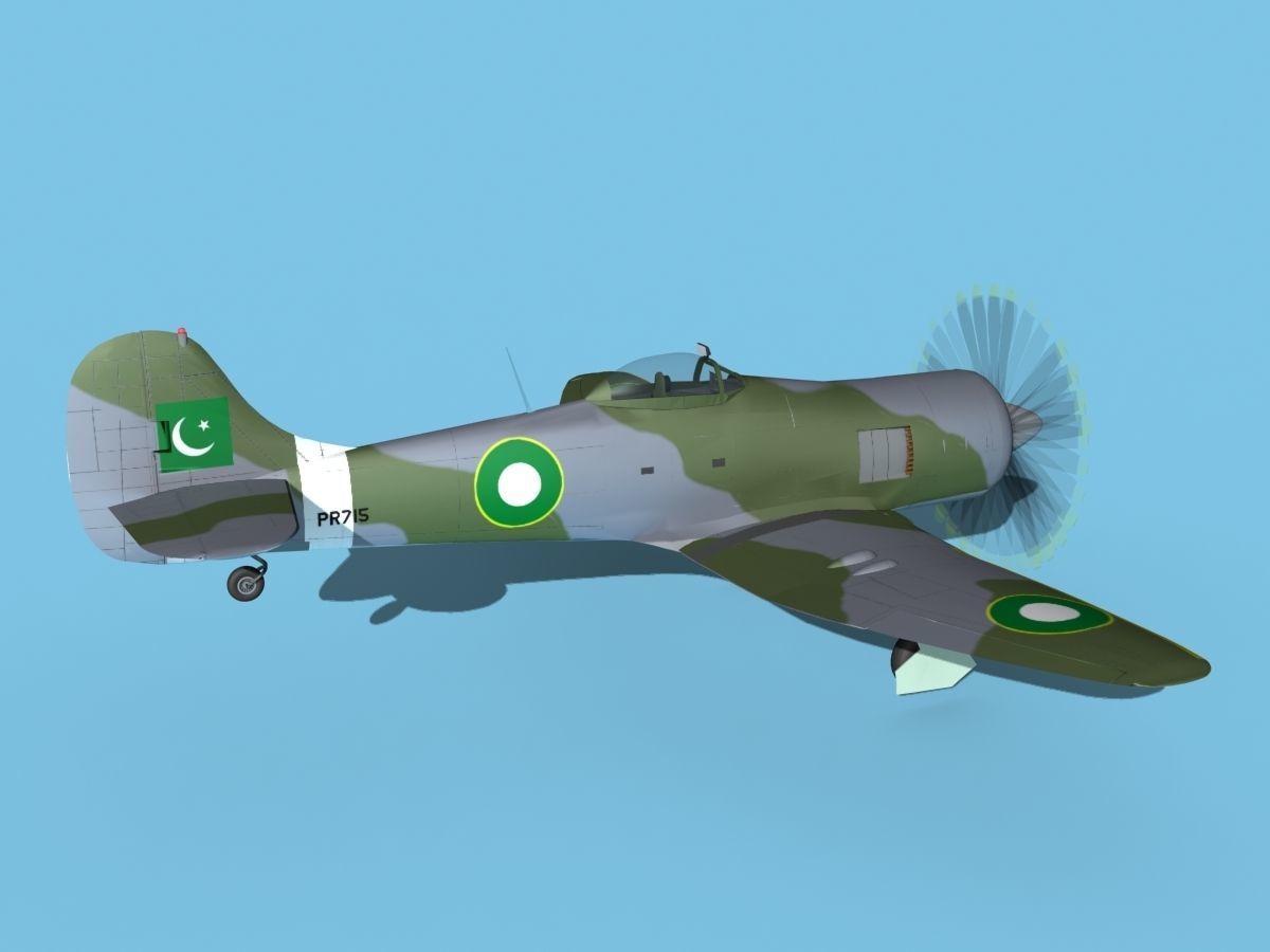 Hawker Tempest MKII PAF 3D model animated rigged | CGTrader