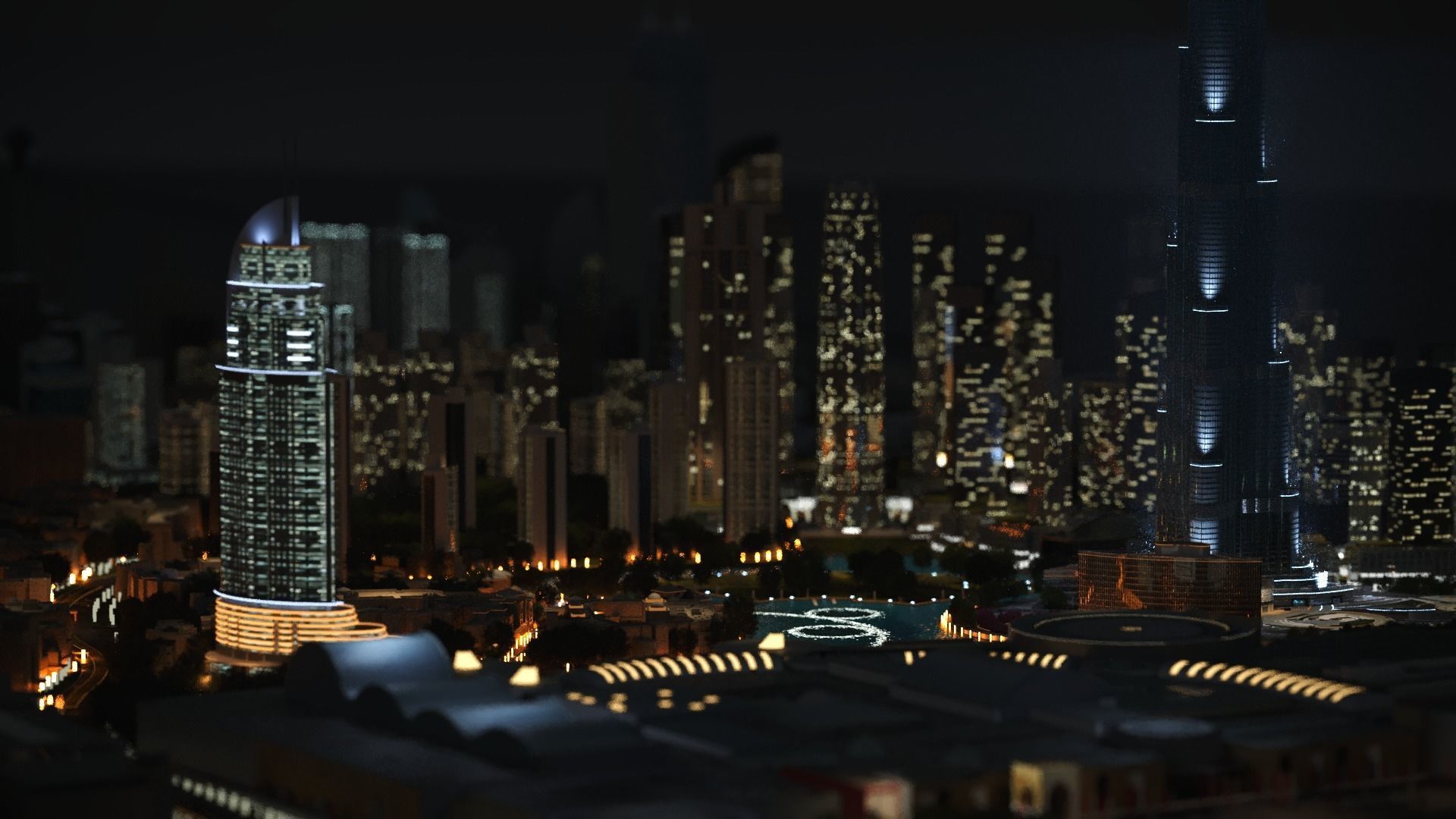 Dubai downtown - detailed with lighting setup 3D model | CGTrader