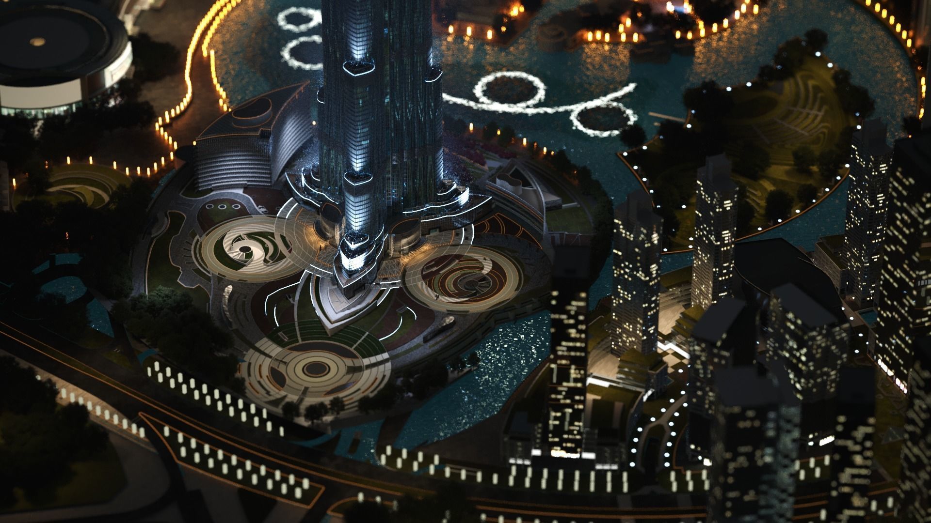 Dubai downtown - detailed with lighting setup 3D model | CGTrader