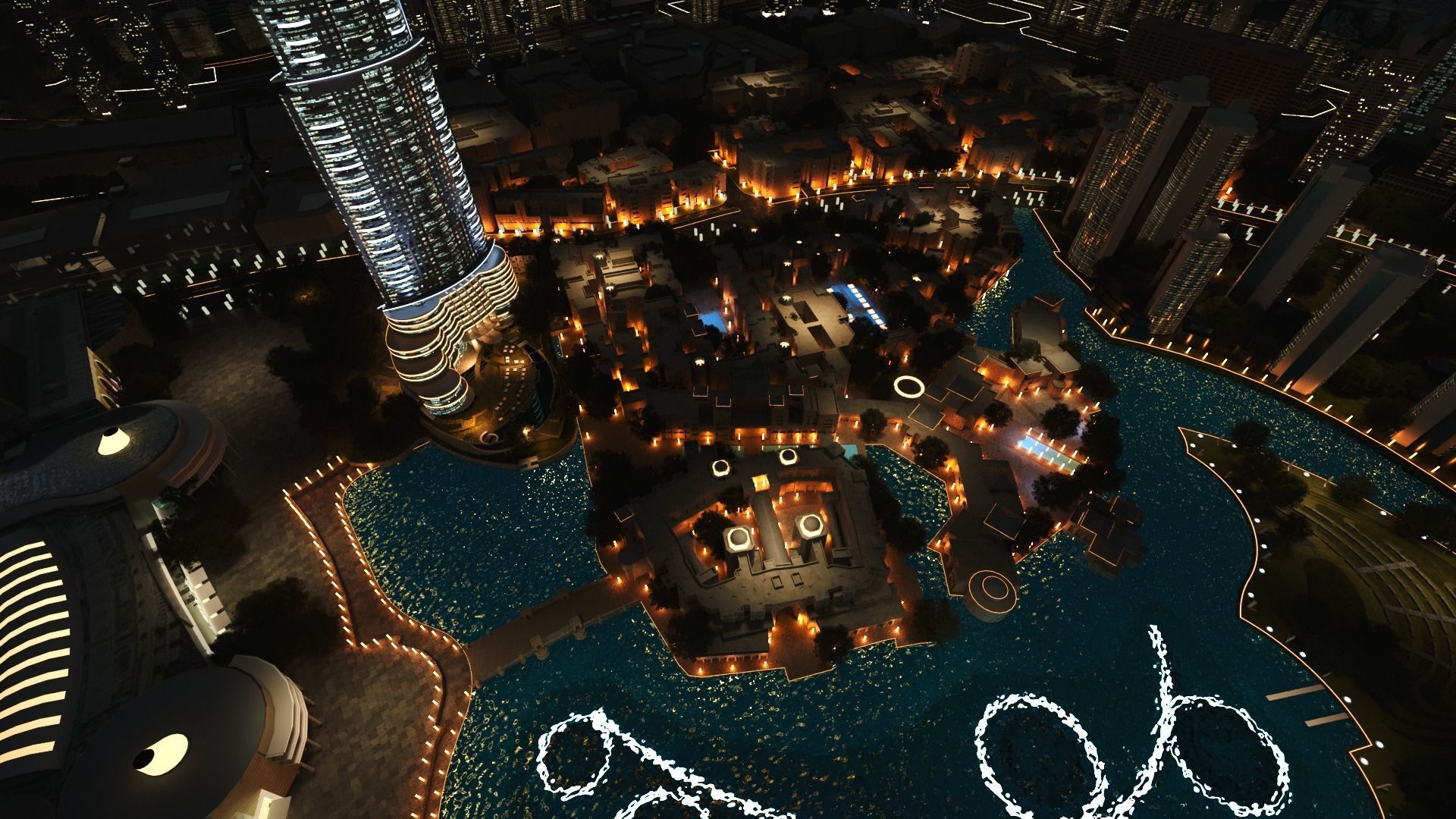 Dubai downtown - detailed with lighting setup 3D model | CGTrader