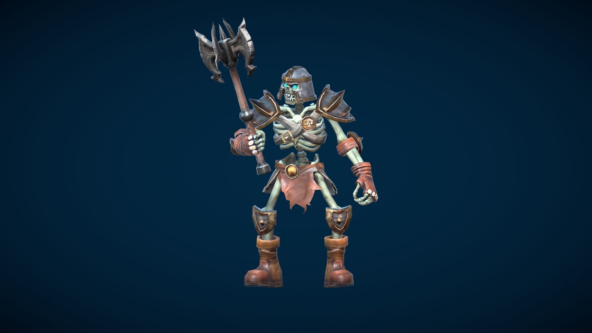 3D model Skeleton Warrior With Two-Handed Axe VR / AR / low-poly rigged ...