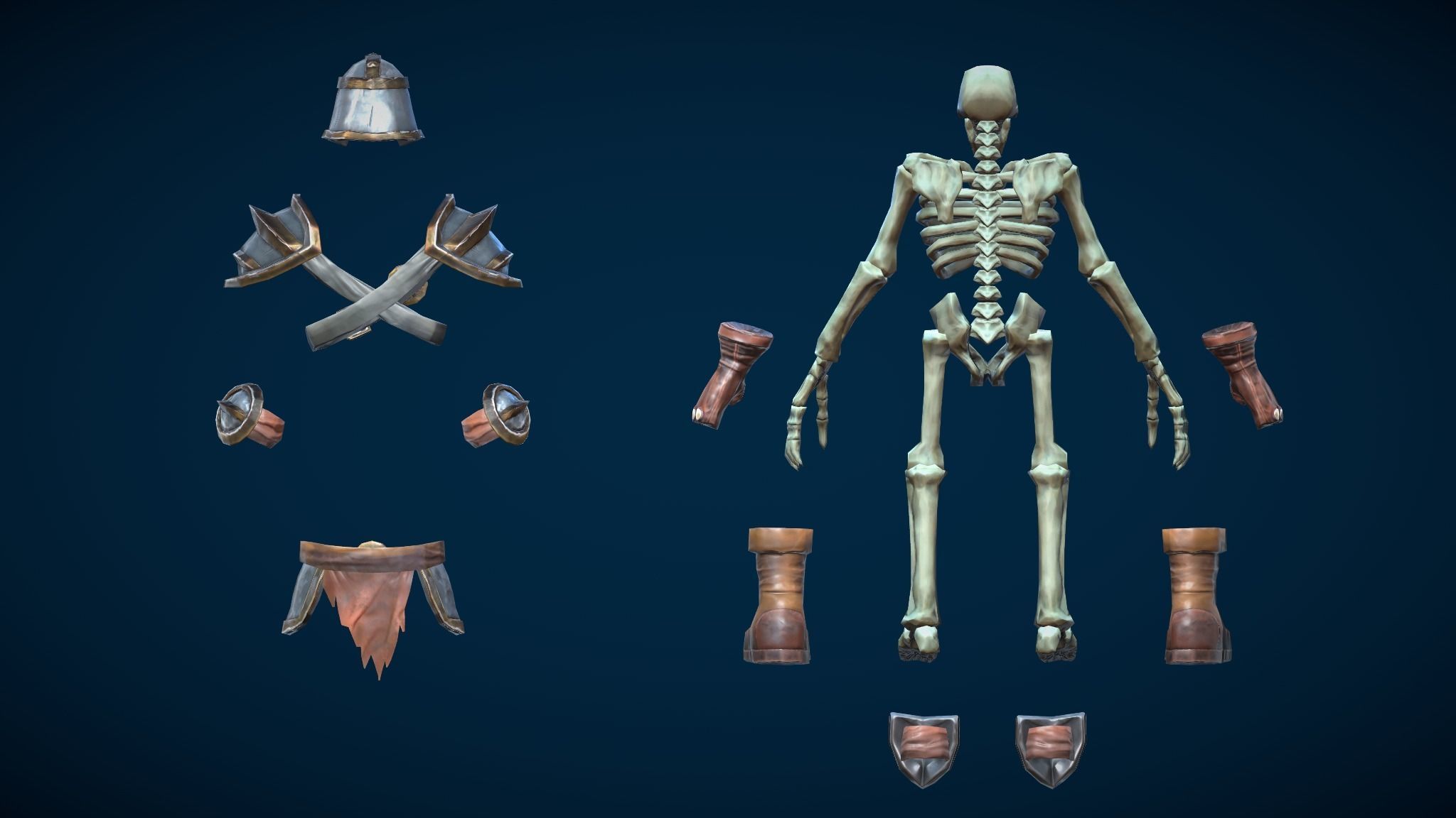3D model Skeleton Warrior With Two-Handed Axe VR / AR / low-poly rigged ...