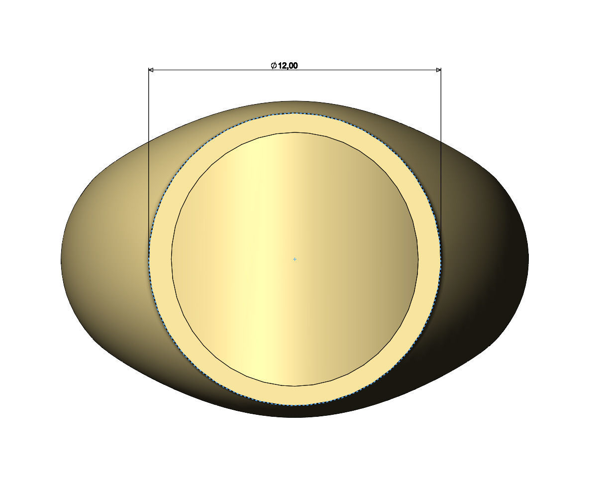 Hollow 12mm round top signet ring blanks 3D model 3D printable | CGTrader