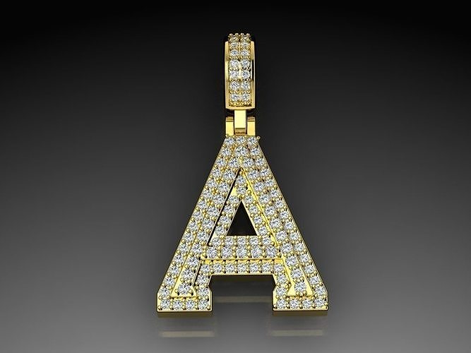 Diamond Alphabet Pendant Letter A 3D model 3D printable | CGTrader