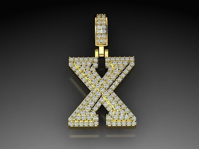 Diamond Alphabet Pendant Letter X 3D model 3D printable | CGTrader