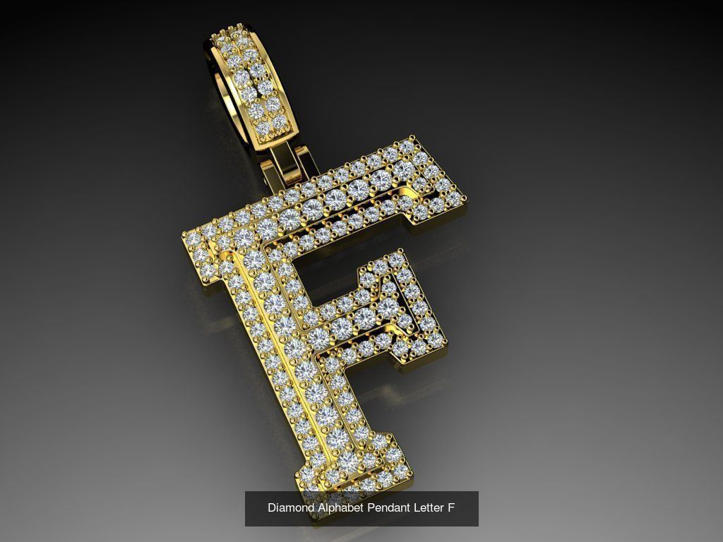 ALPHABET DIAMOND PENDANTS COLLECTION | CGTrader