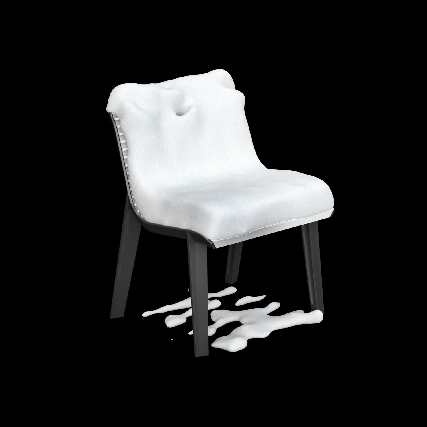 Mmcite Emau Park bench with backrest under the snow 3D model | CGTrader