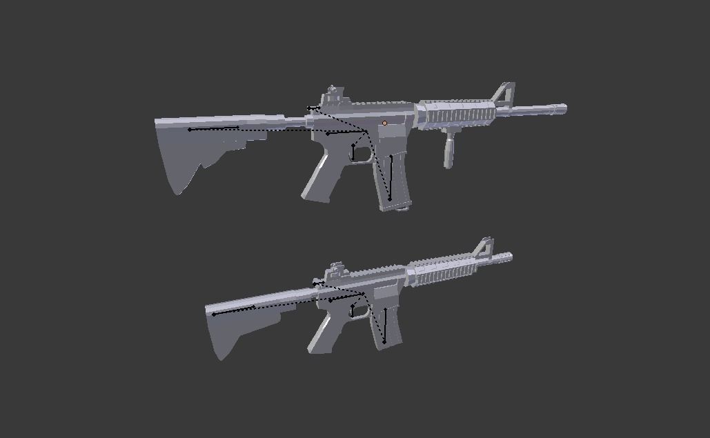 3D model 2 M4 Carbine -Unique Style-Rigged Game Ready VR / AR / low ...