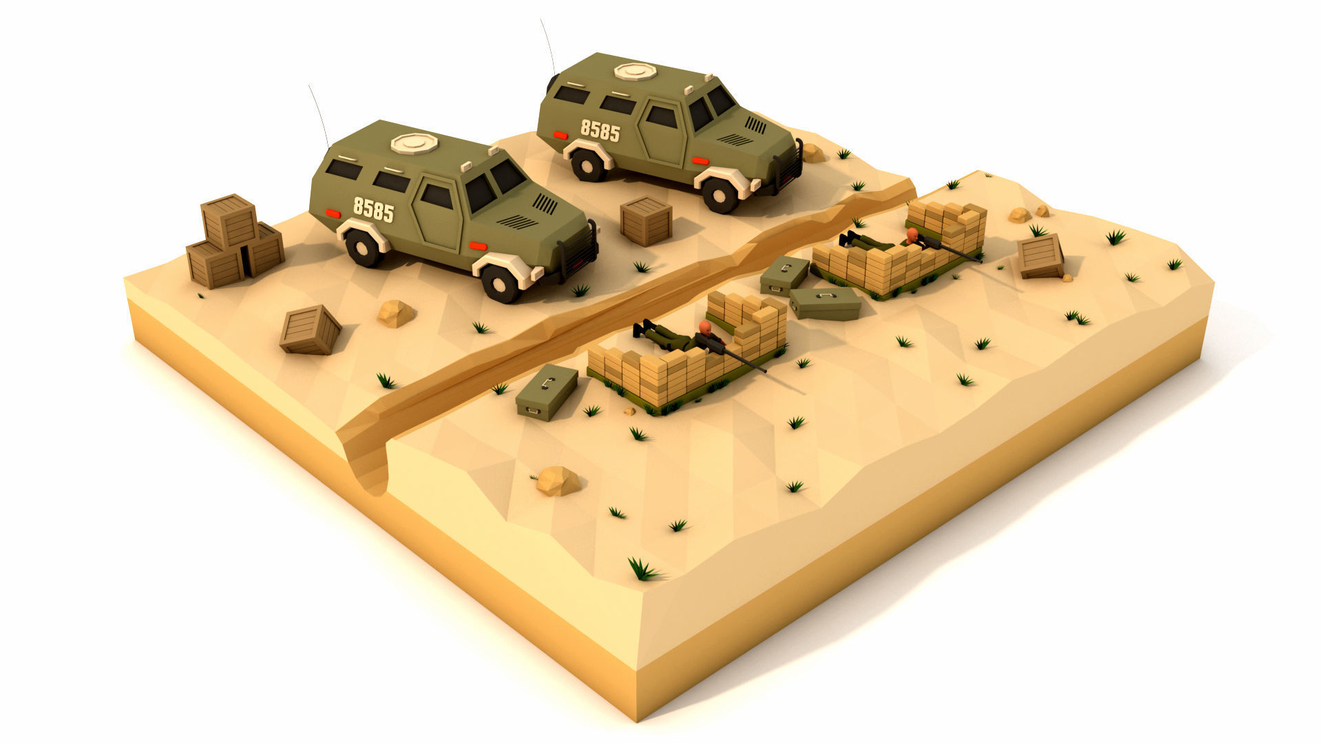 3D model Polygon Military Combo Pack VR / AR / low-poly | CGTrader