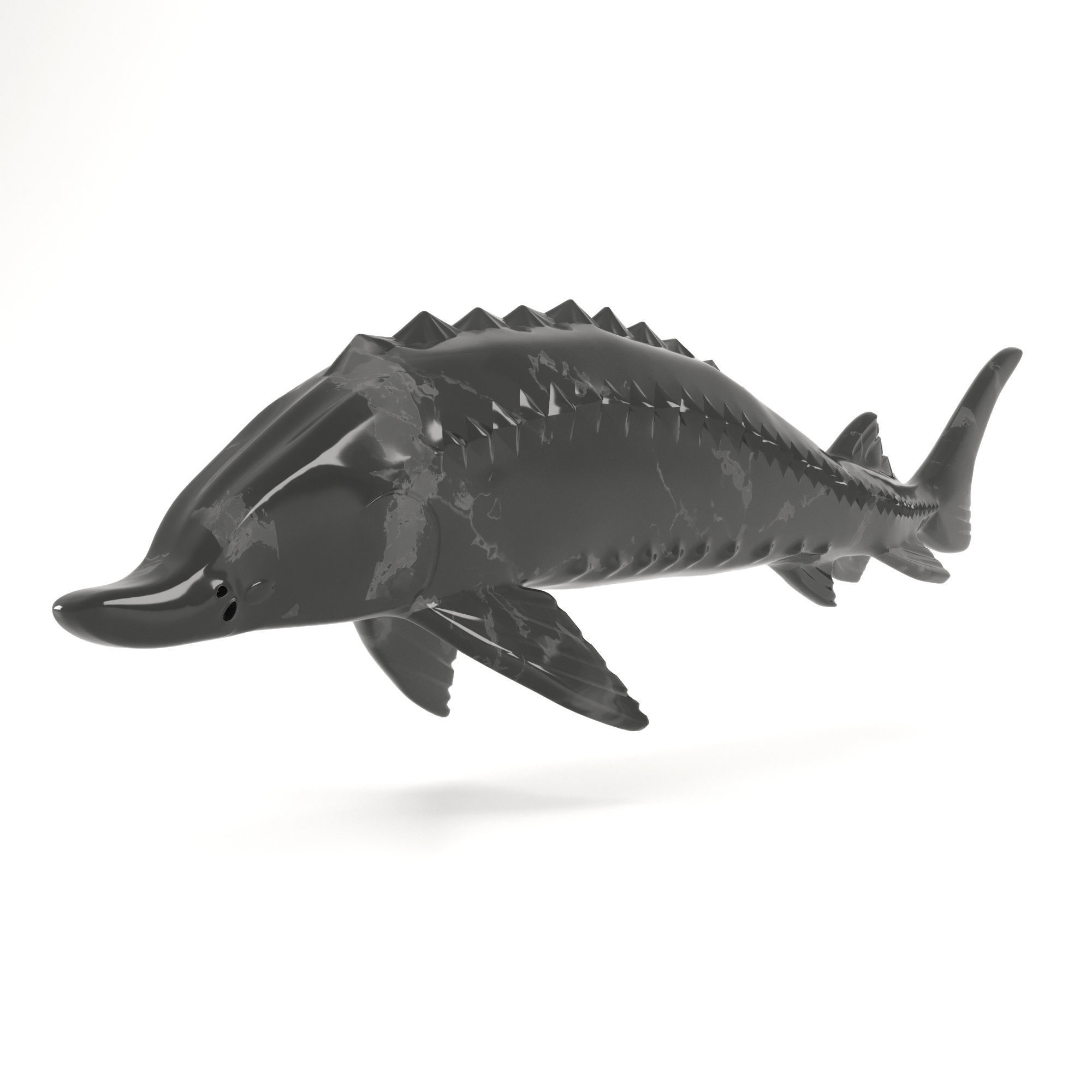 Black marble sturgeon sculpture 3D model | CGTrader