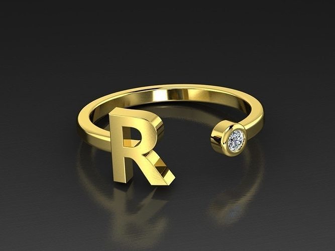 Solid Alphabet Jewelry Rings Letter R 3D model 3D printable | CGTrader