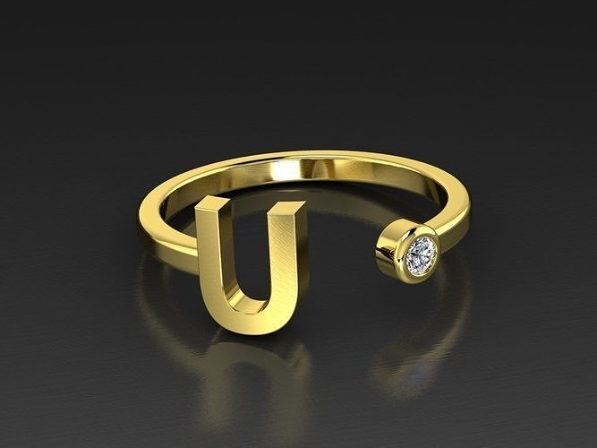 Solid Alphabet Jewelry Rings Letter U 3D model 3D printable | CGTrader