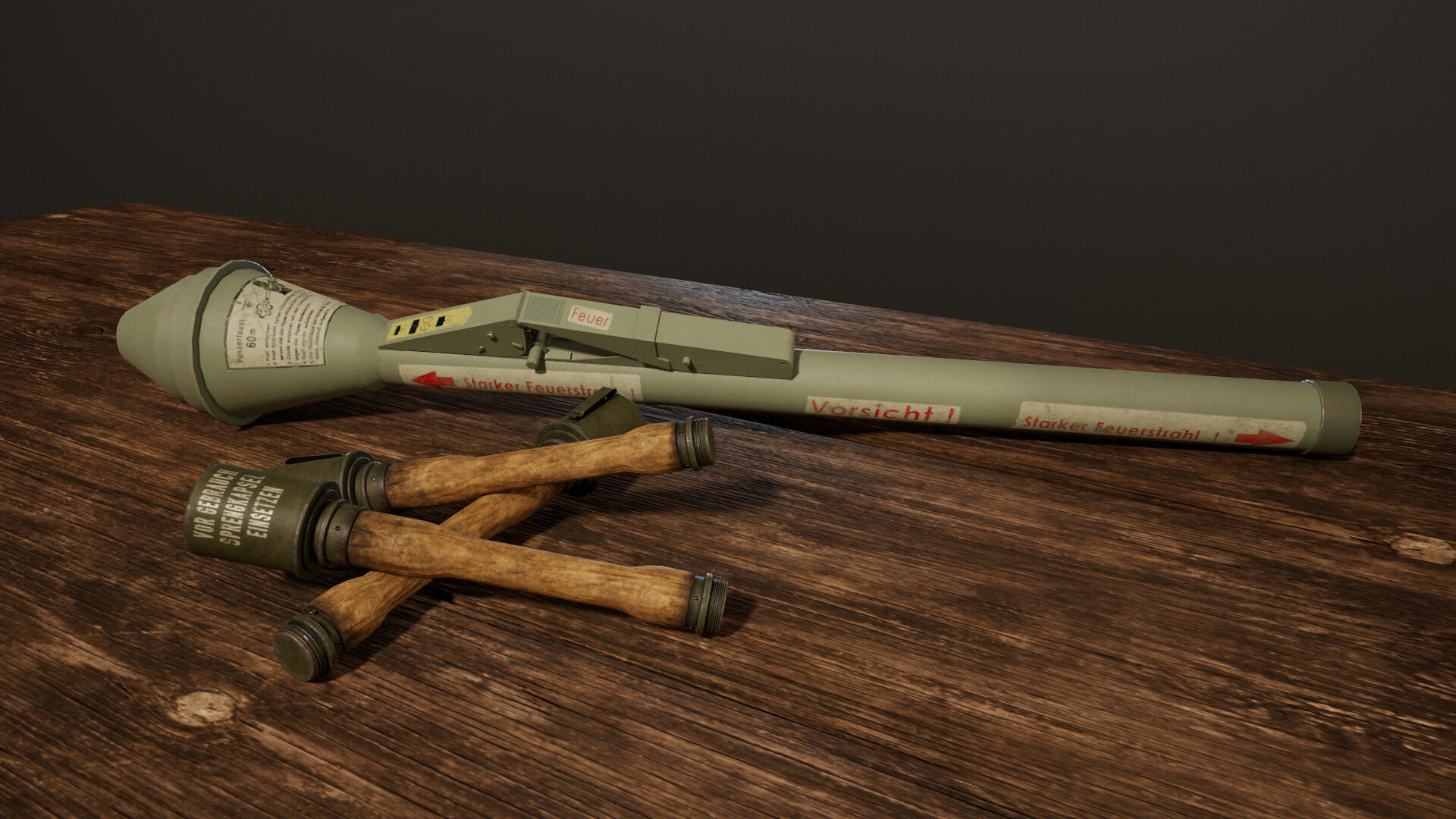 3D model MP 40 Panzerfaust 60 Stick Hand Grenade VR / AR / low-poly | CGTrader