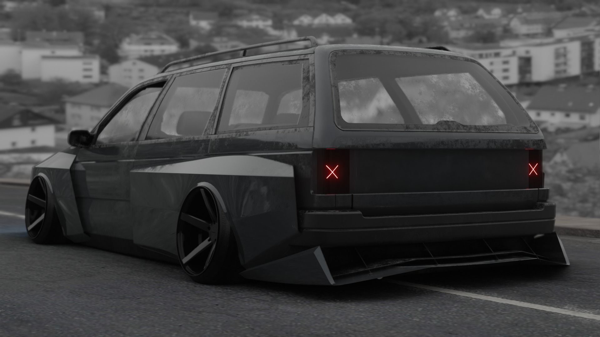 Tuning old car passat b3 1990 3D model rigged | CGTrader