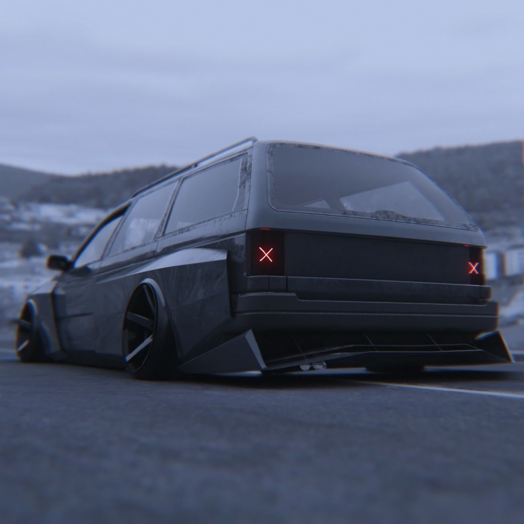 Tuning old car passat b3 1990 3D model rigged | CGTrader