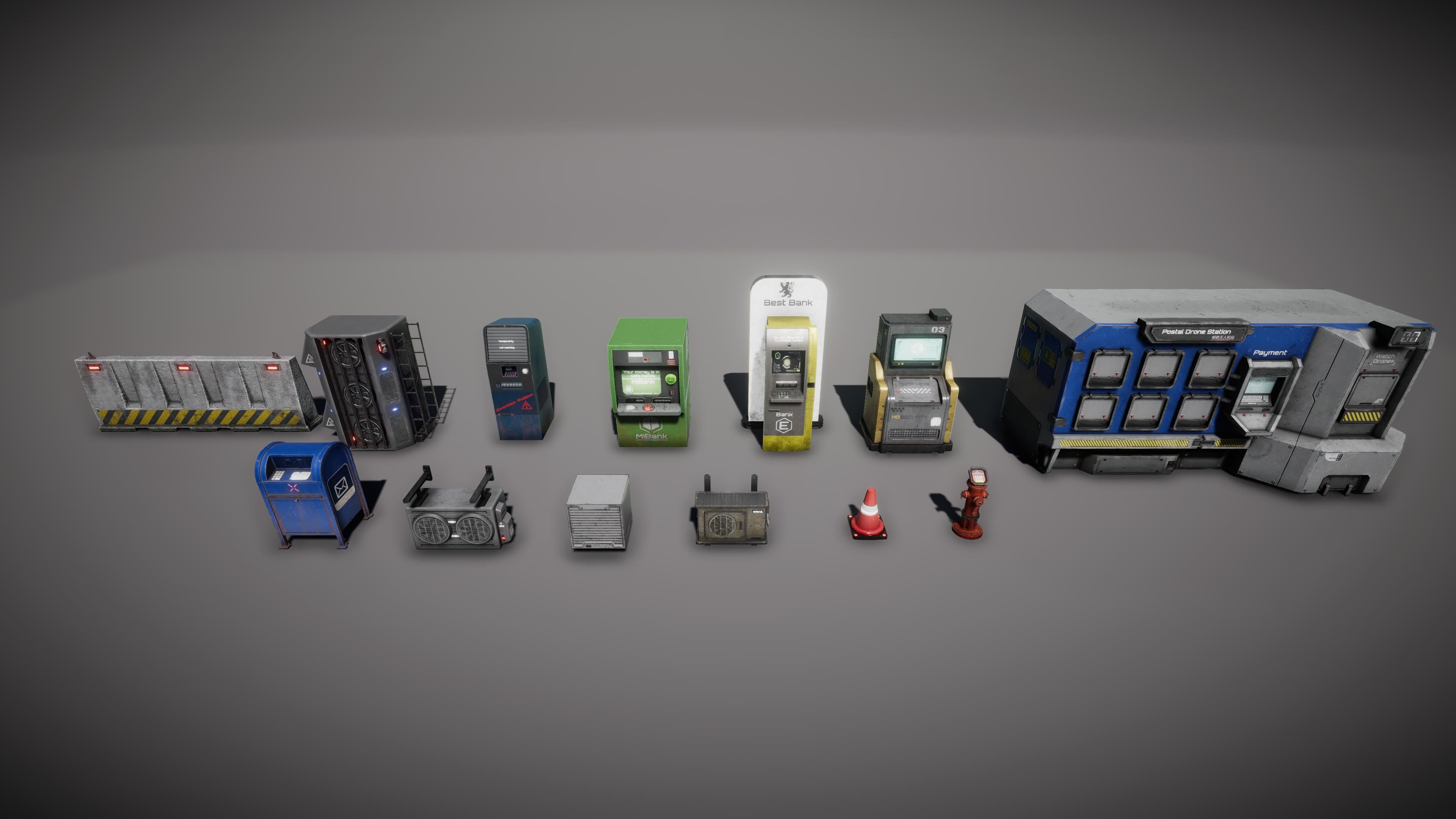 3D model Street Props Cyberpunk VR / AR / low-poly | CGTrader