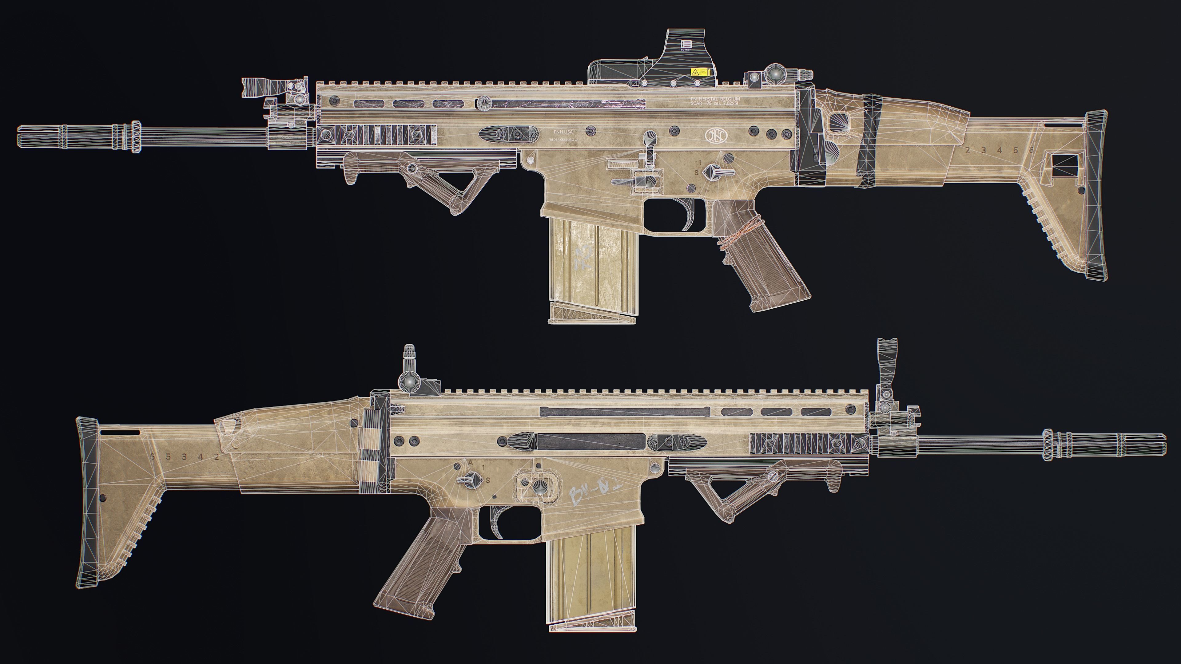 3D model SCAR-H Assault rifle VR / AR / low-poly | CGTrader