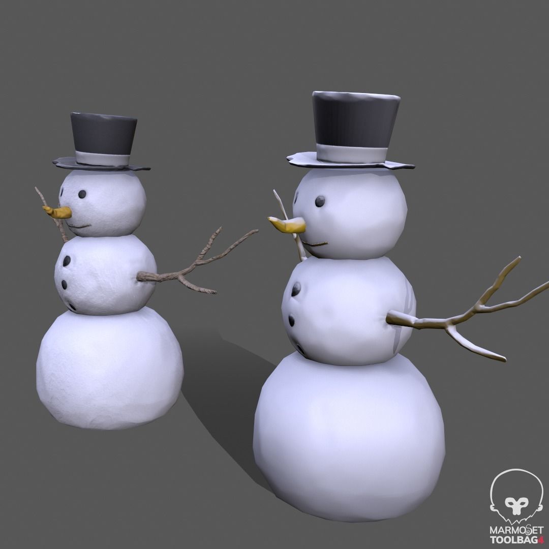 3D model low poly snowman with hat VR / AR / low-poly | CGTrader