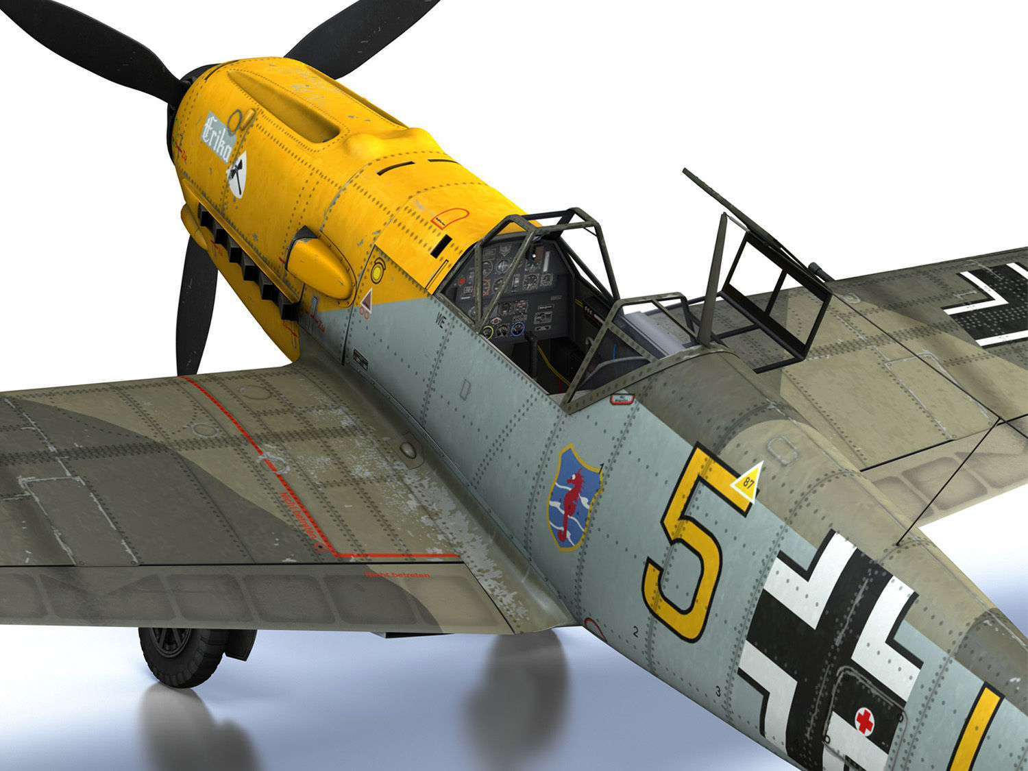 Messerschmitt - BF-109 E - Yellow 5 3D model | CGTrader