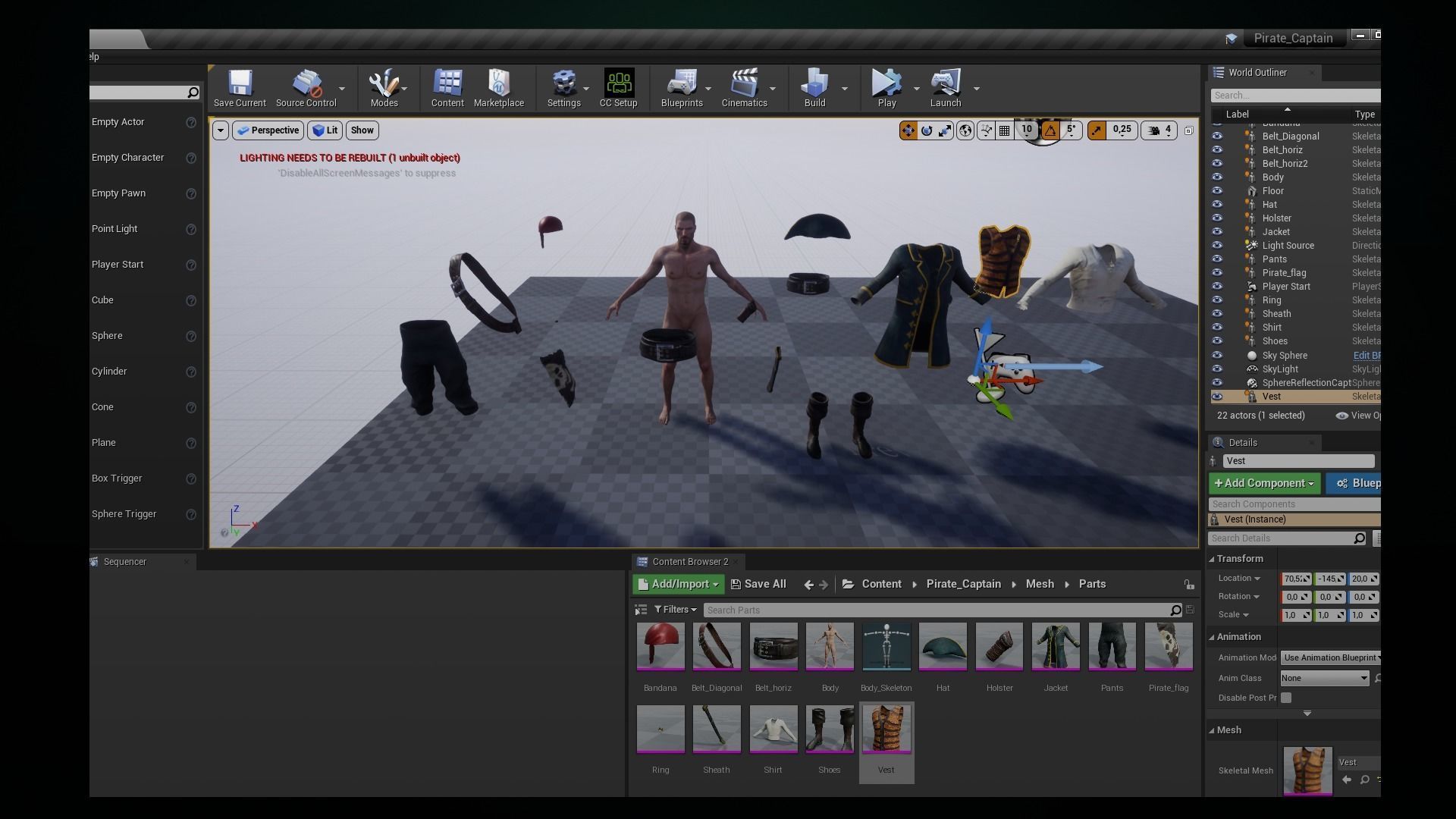 3D model Pirate Captain Gameready with animations VR / AR / low-poly ...