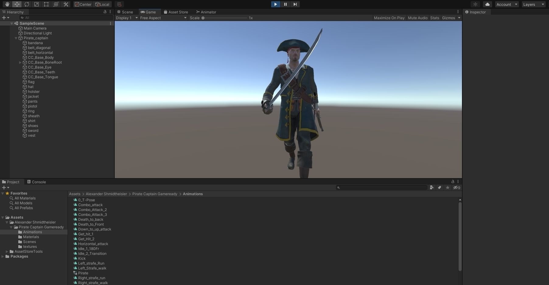 3D model Pirate Captain Gameready with animations VR / AR / low-poly ...