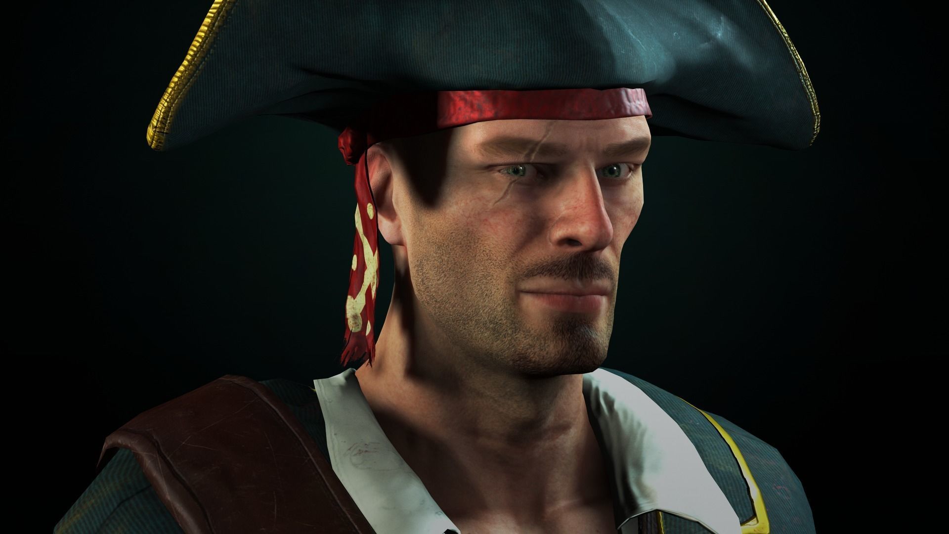 3D model Pirate Captain Gameready with animations VR / AR / low-poly ...