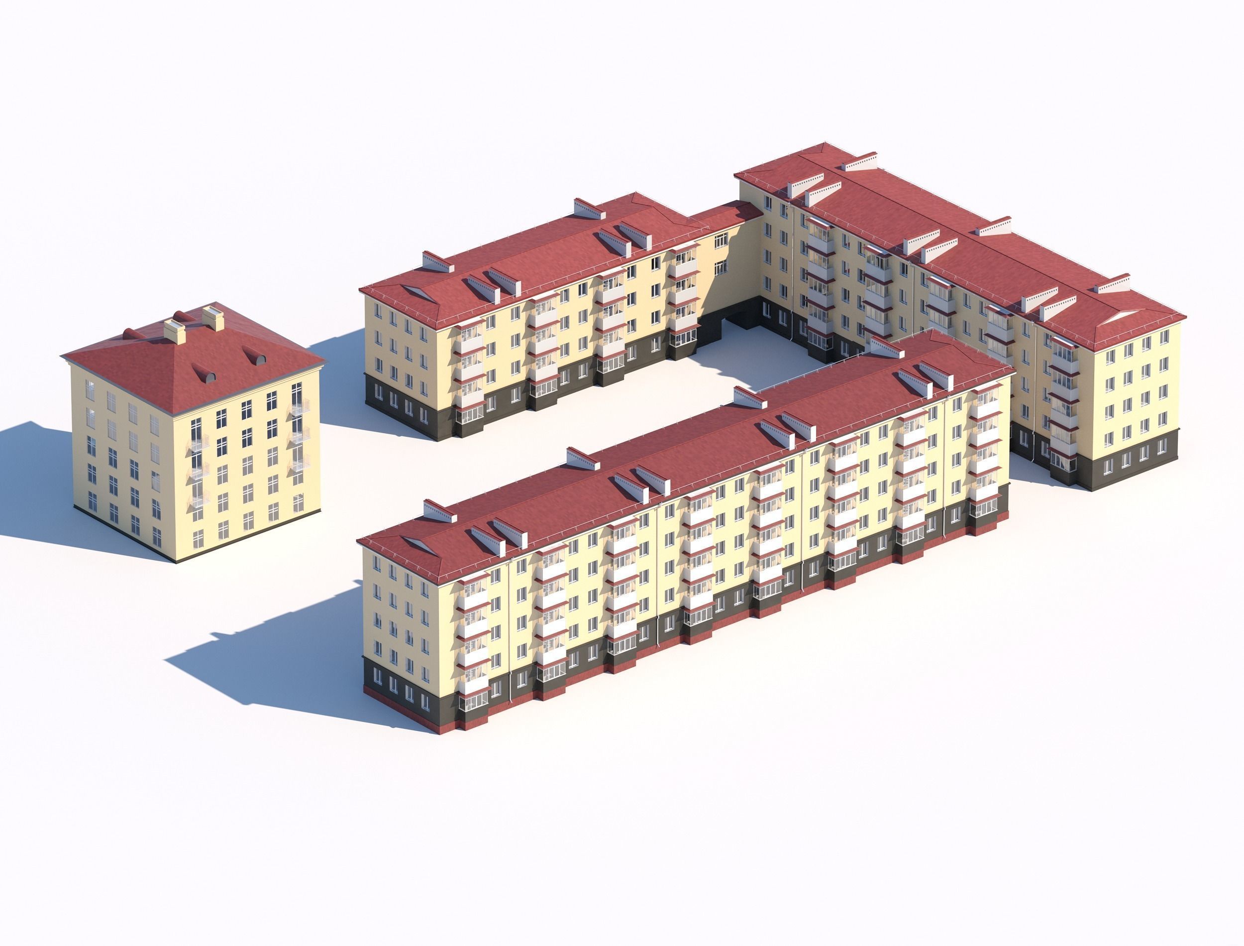 Five-story residential city building 3D model | CGTrader