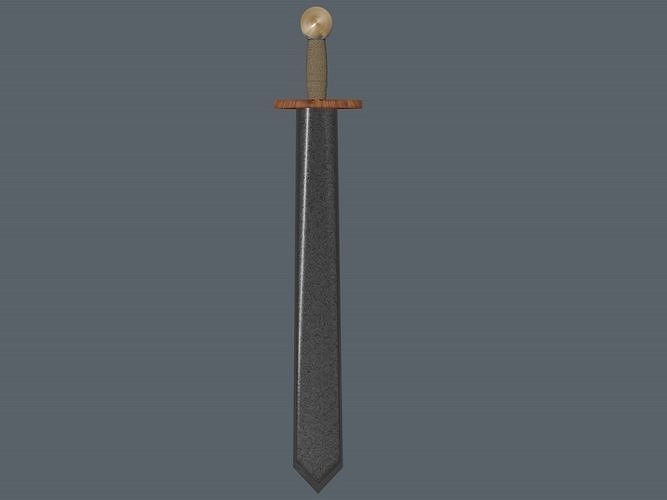 golden long sword 3D model | CGTrader
