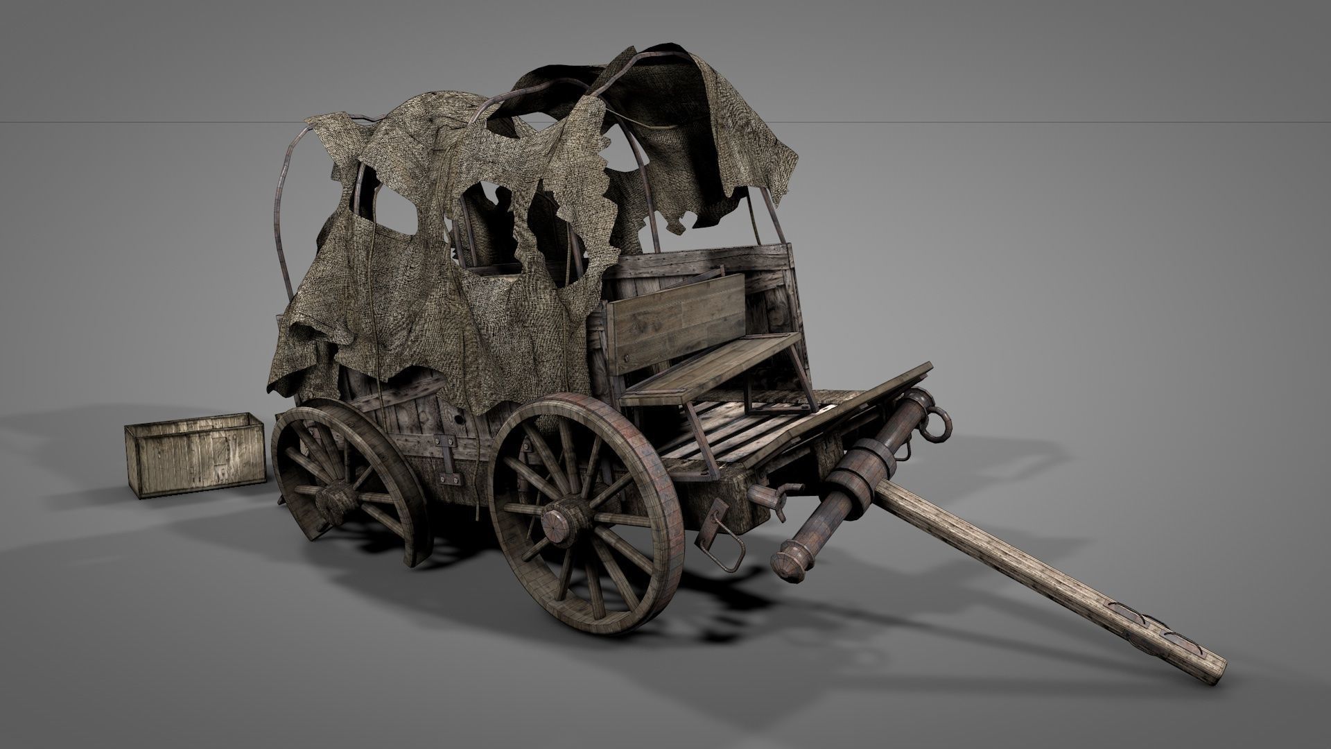 Wild West Damaged Wagon 3D model | CGTrader