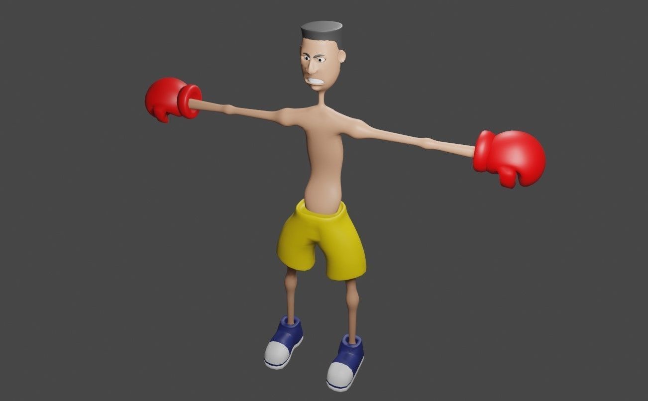 Boxer Fighter Cartoon - Lutador de Boxe 3D model | CGTrader