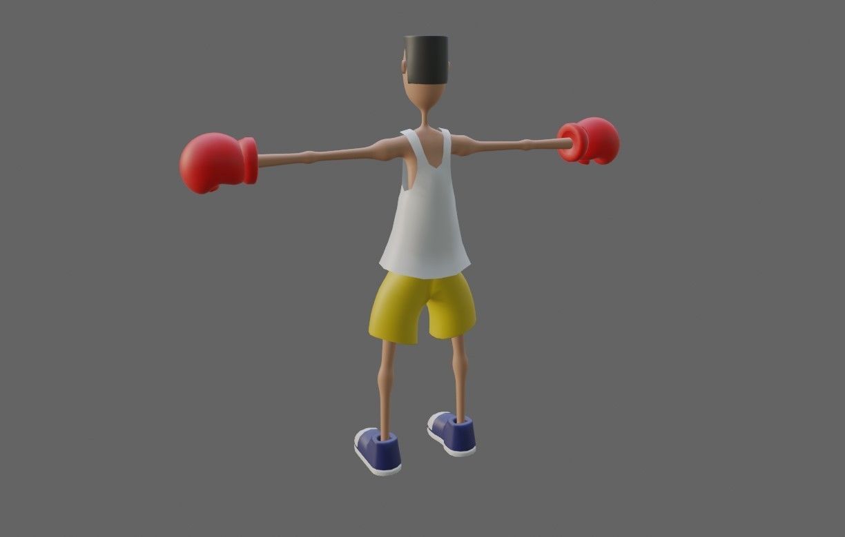 Boxer Fighter Cartoon - Lutador de Boxe 3D model | CGTrader