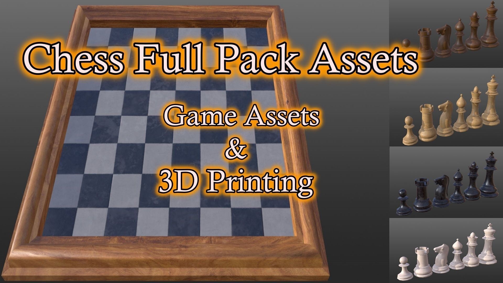 3D model Chess Board and Characters - Game Assets - 3D Printing With ...