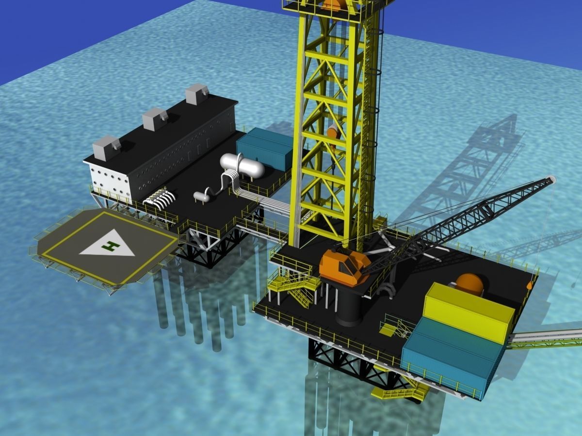 Offshore Oil Rig 3D model rigged | CGTrader