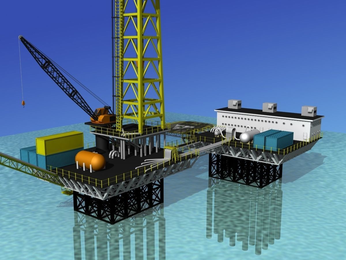 Offshore Oil Rig 3D model rigged | CGTrader
