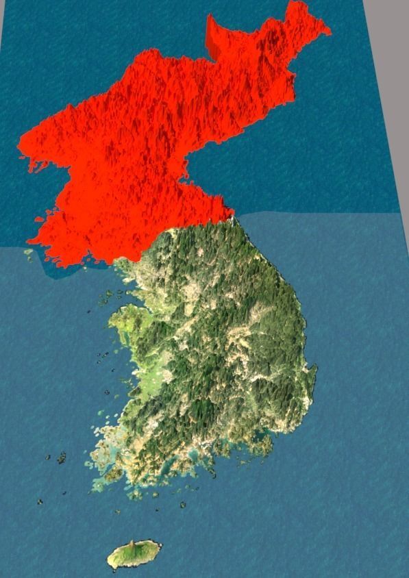 Korean Peninsula north and south Korea 3D Topography MODEL 3D model ...