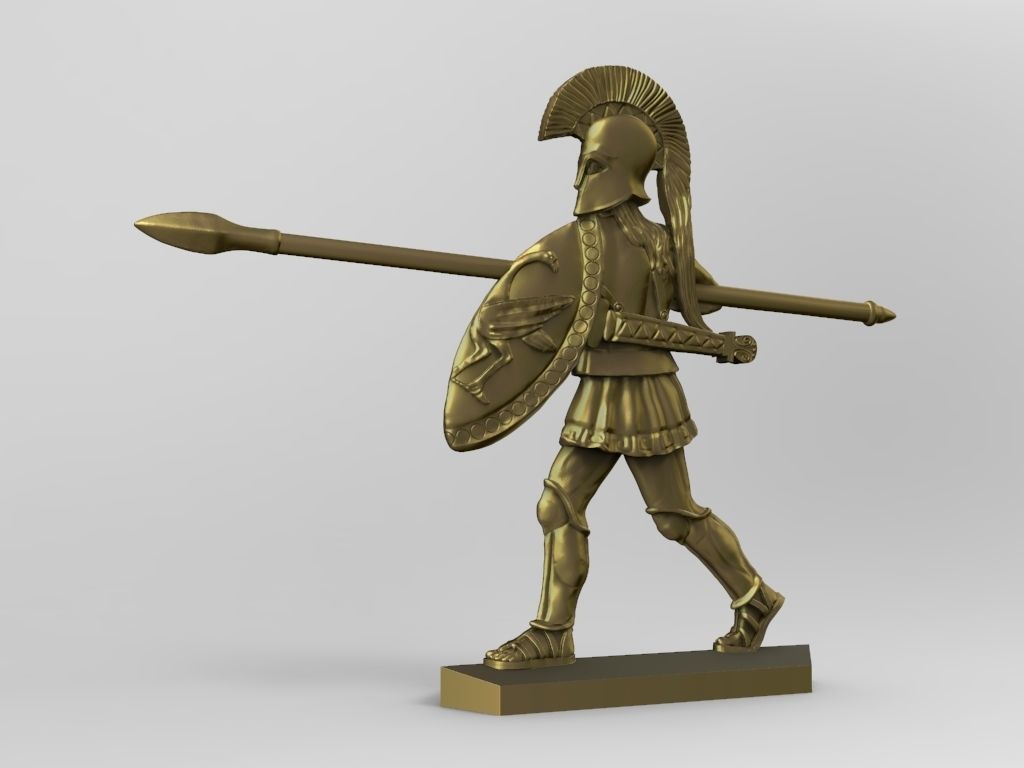 greek hoplite with spear 3 3D model 3D printable | CGTrader