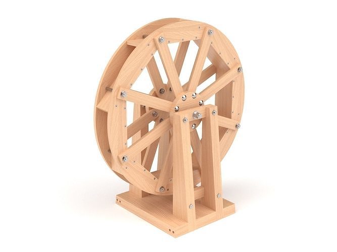 Wooden toy water mill wheel 3D model | CGTrader