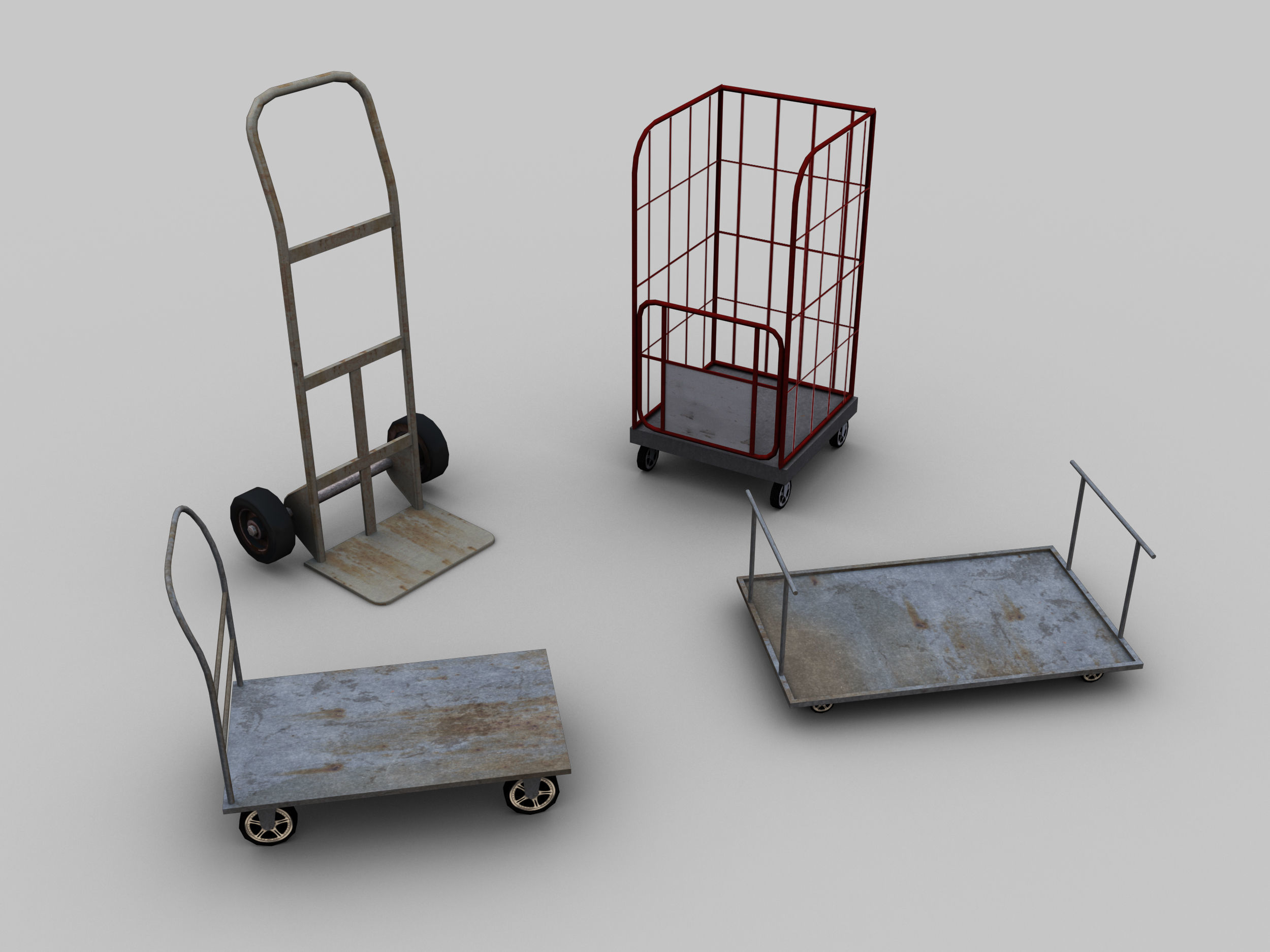 3D model Trolley Cart Pack VR / AR / low-poly | CGTrader