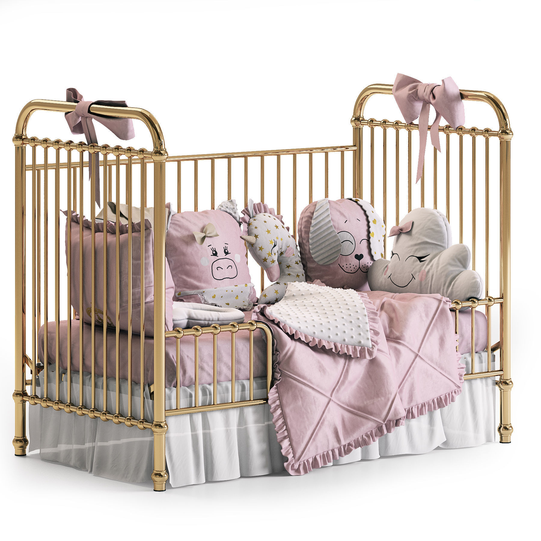 Incy Interiors ELLIE COT - ROSE GOLD bed 3D model | CGTrader