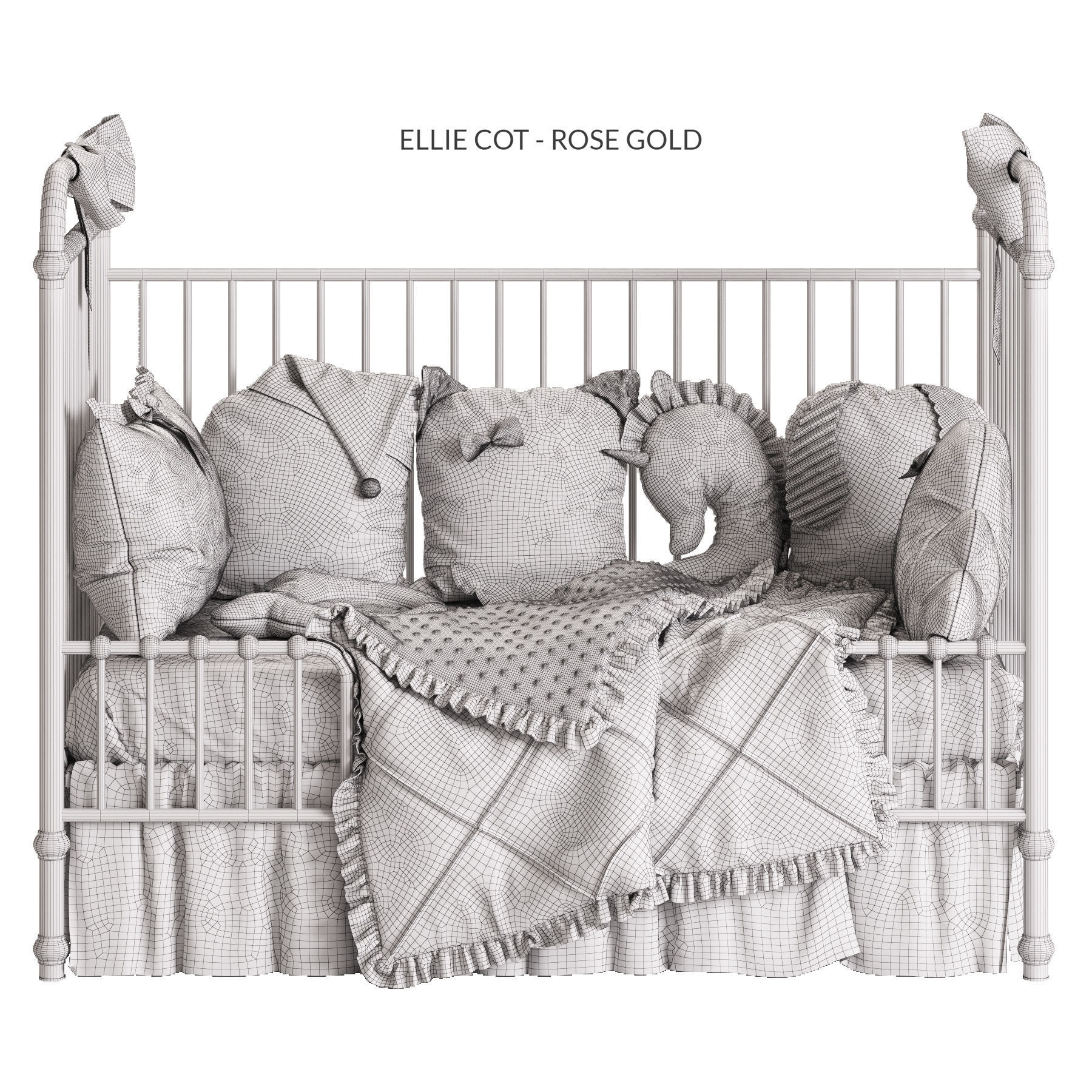 Incy Interiors ELLIE COT - ROSE GOLD bed 3D model | CGTrader
