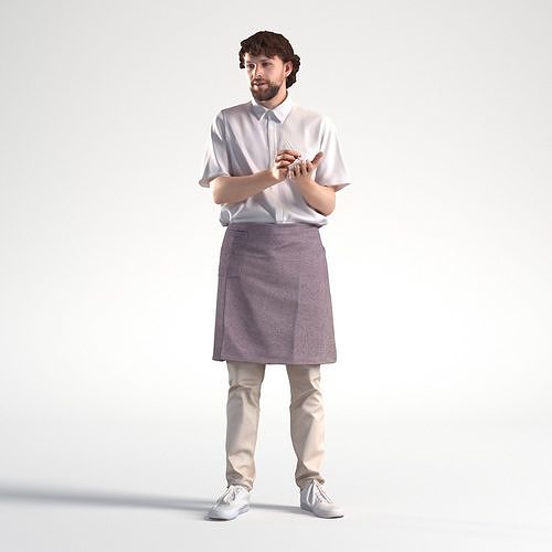 Man Waiter Standing Taking An Order Low poly Lewis 1725 3D model | CGTrader