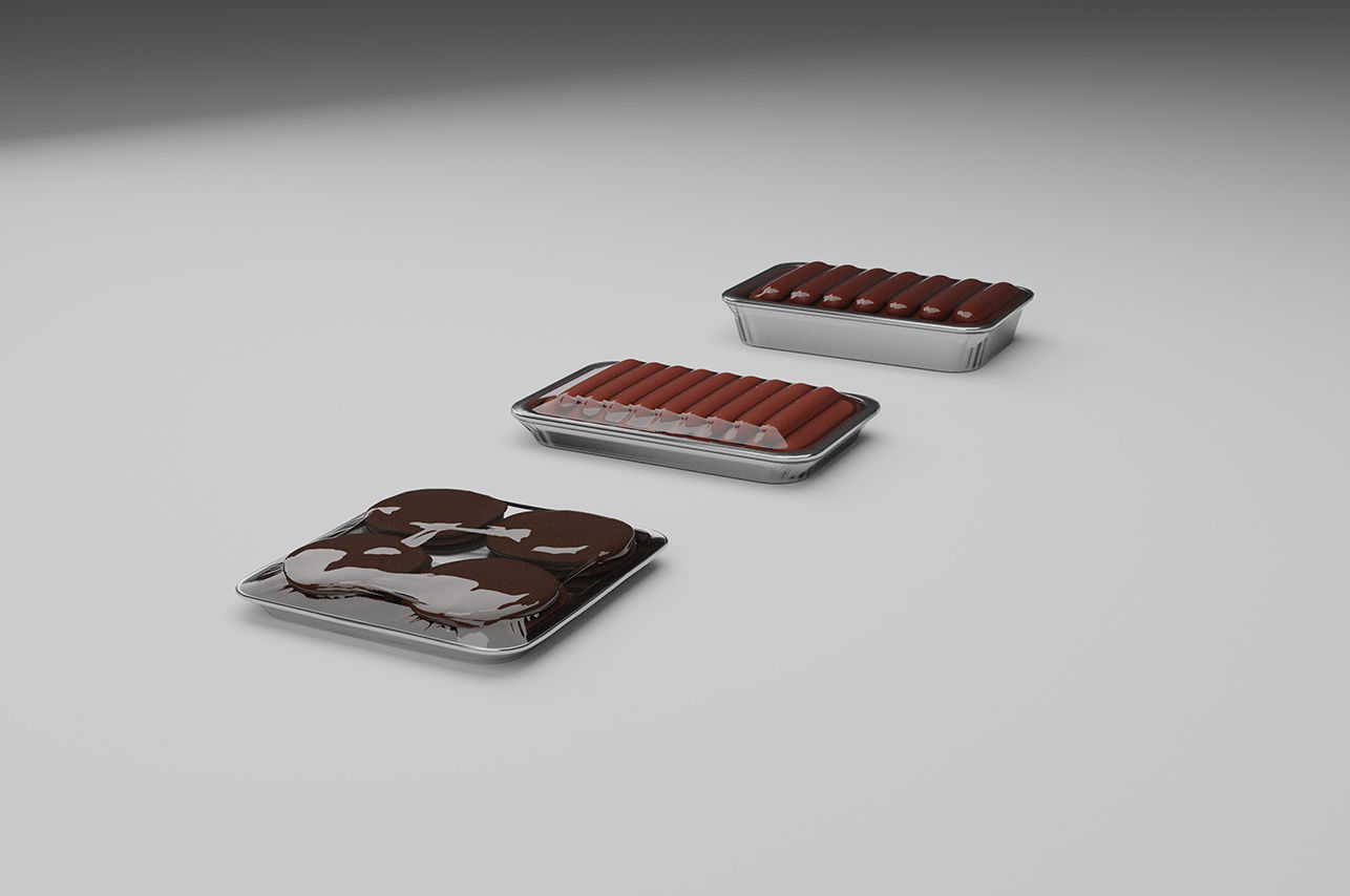 Frozen Packaged Meat Set 3D model | CGTrader