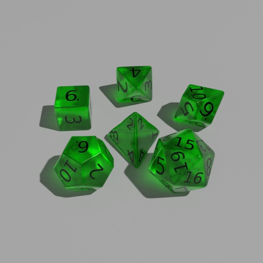 3D model Green Clear Dice Set VR / AR / low-poly | CGTrader