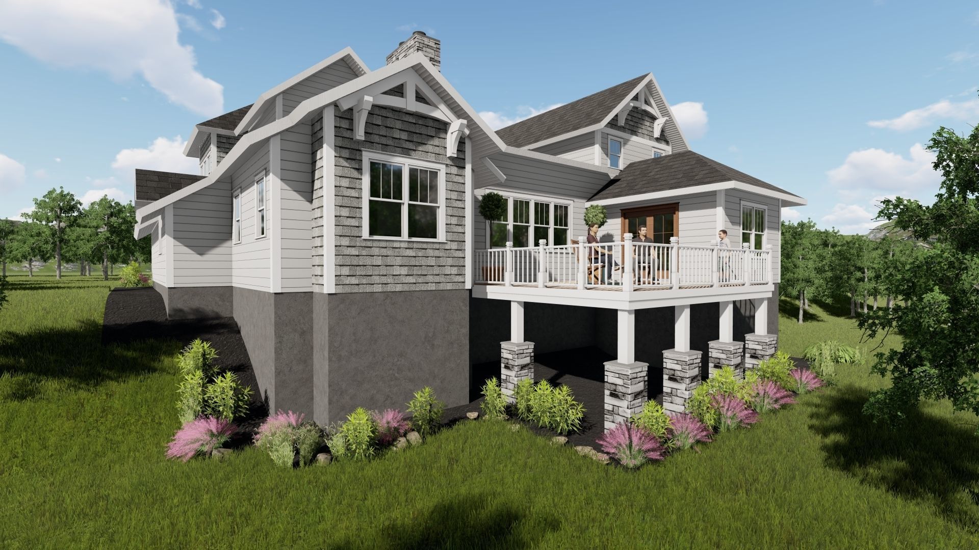 Casey front of home with two garages 3D model | CGTrader