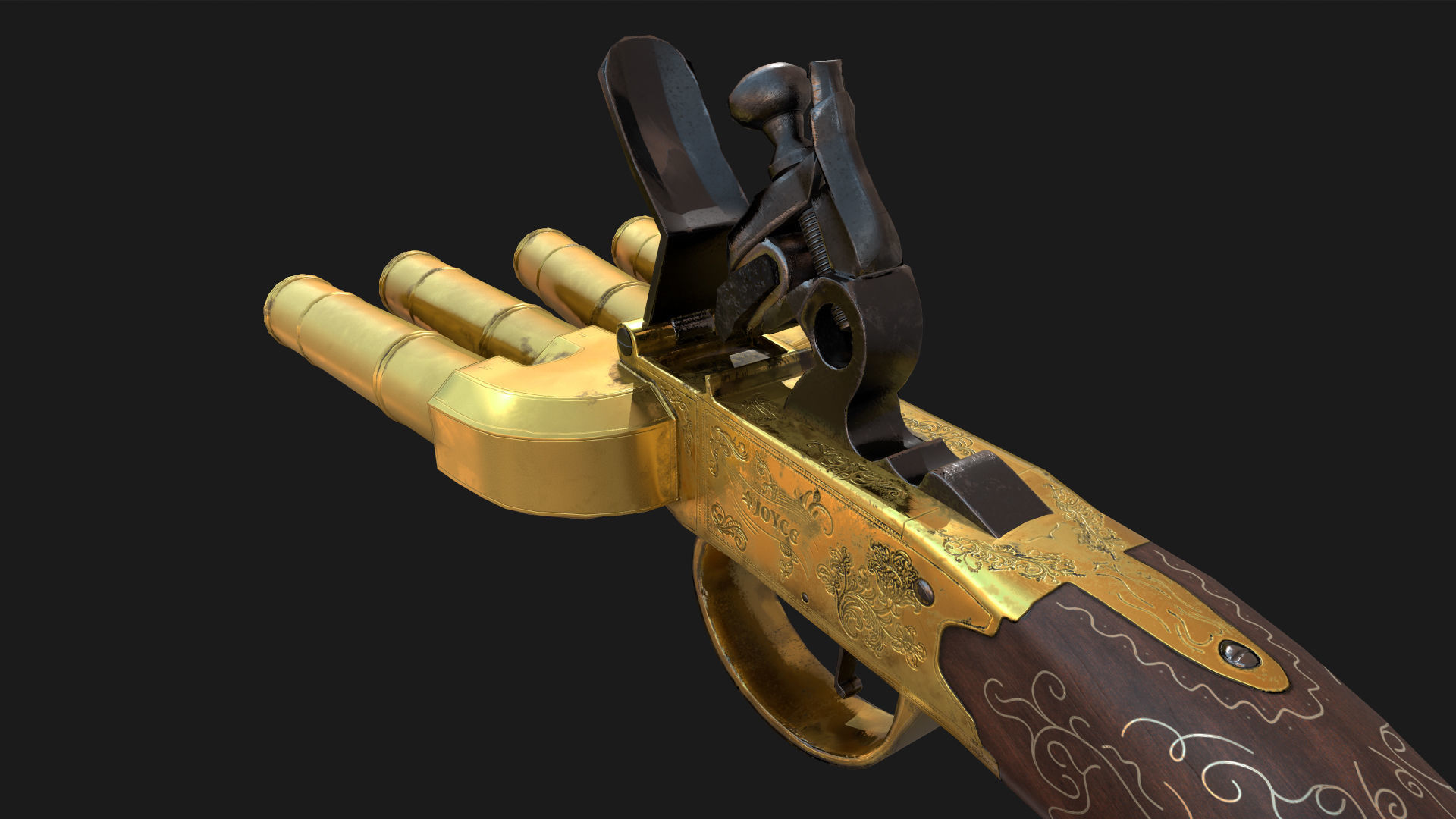3D model Duckfoot Pistol Antique - Game Ready 3D Low Poly Asset VR / AR ...