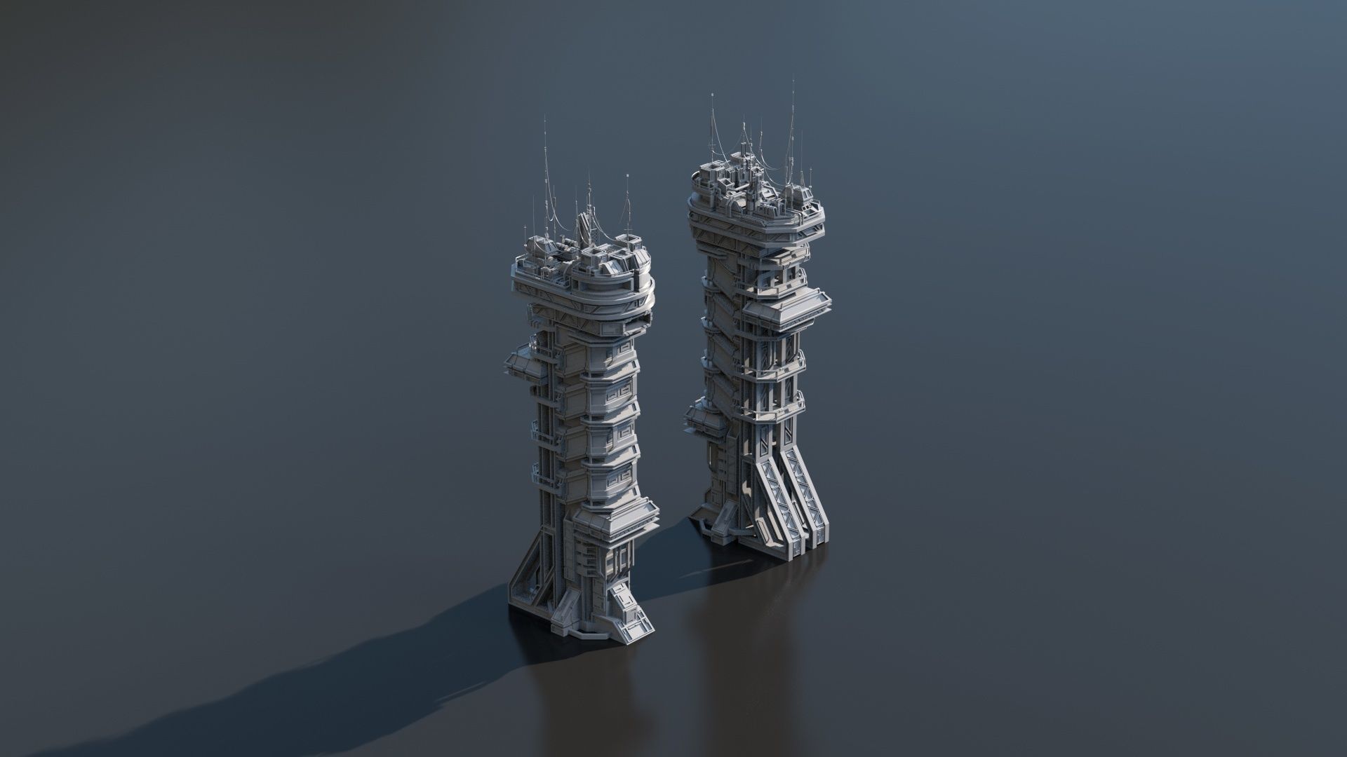 Scifi Futuristic Military buildings pack collection VR / AR / low-poly ...