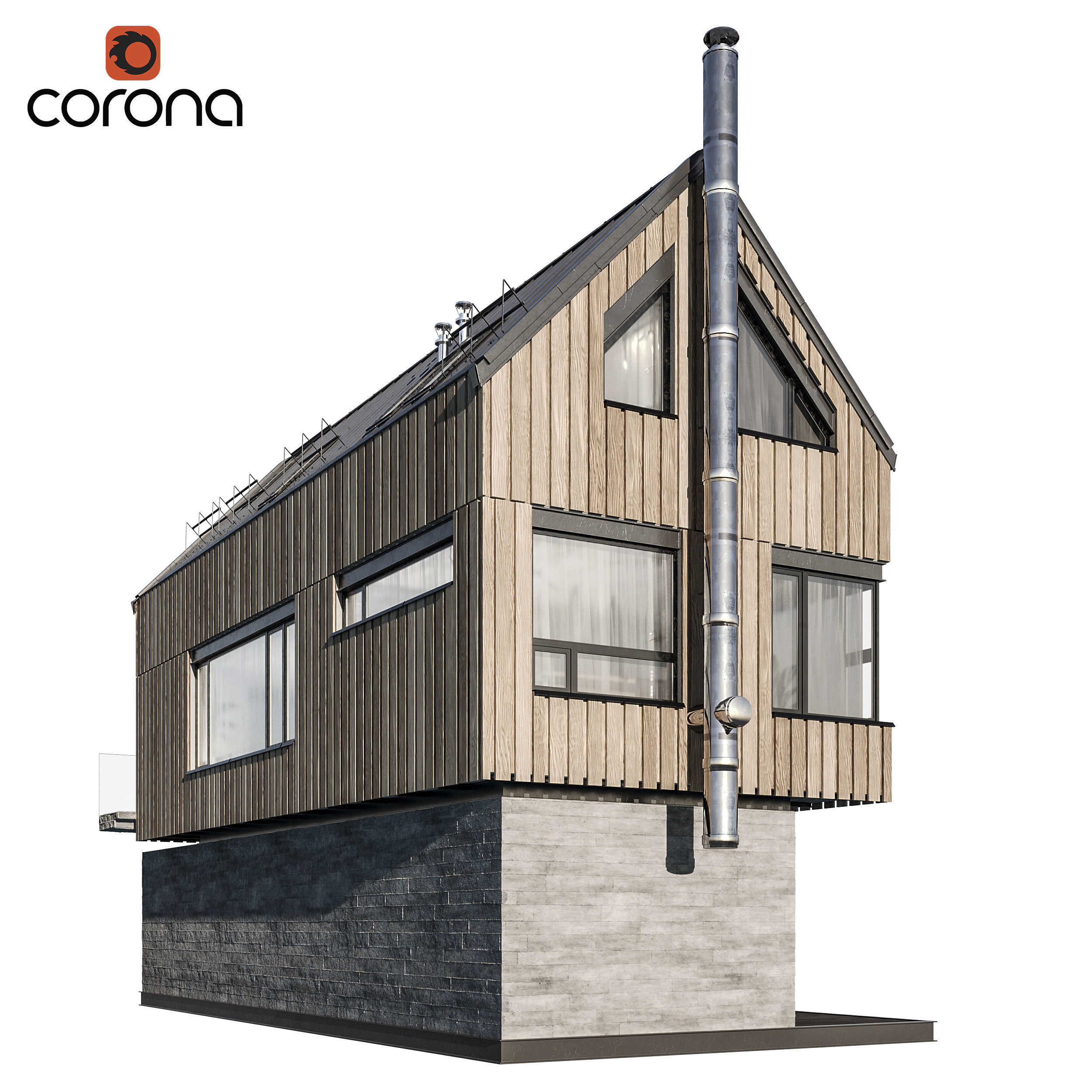 Modern house 07 at night 3D model | CGTrader