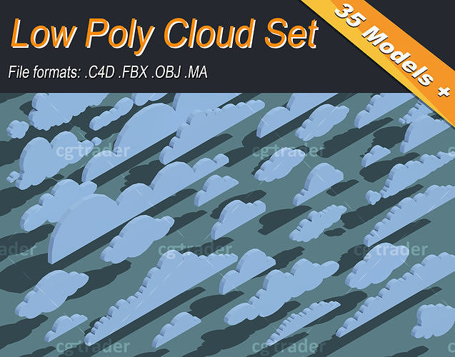 3D model Low Poly Cloud Set Isometric VR / AR / low-poly | CGTrader