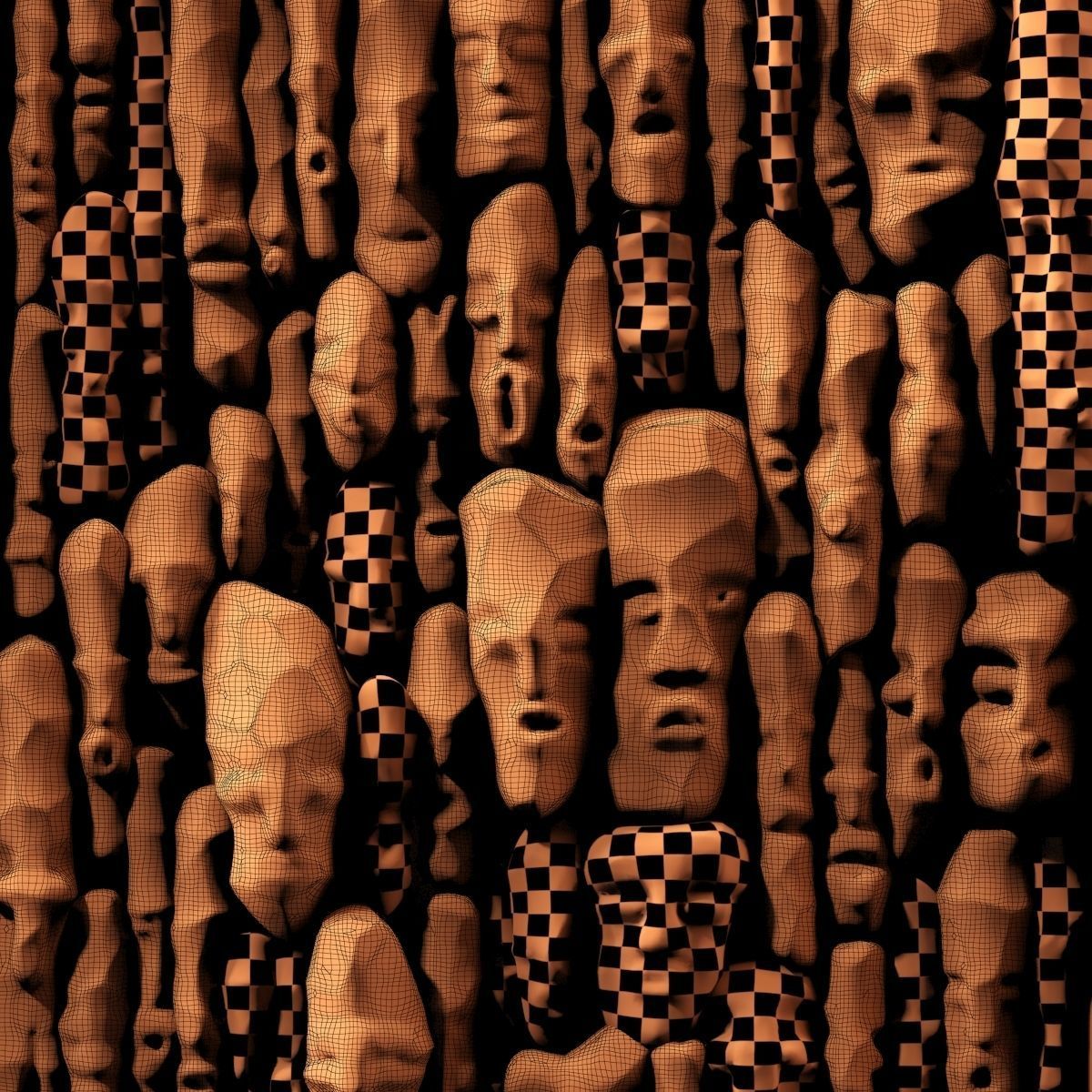 Wood faces panel decor n2 3D model | CGTrader